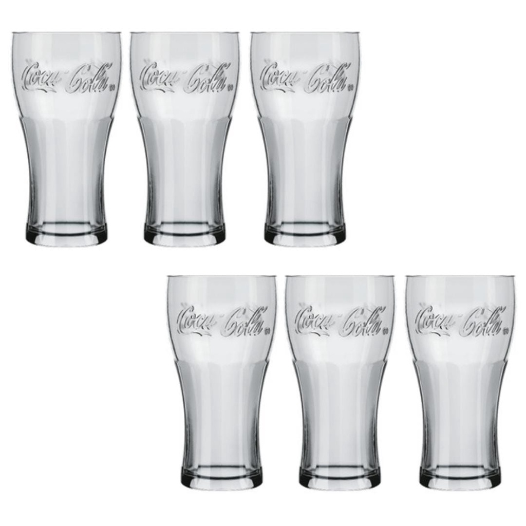 Kit 6 Copos Coca-Cola 300ml Vidro Nadir Diversão Momentos Lazer Bebidas ...