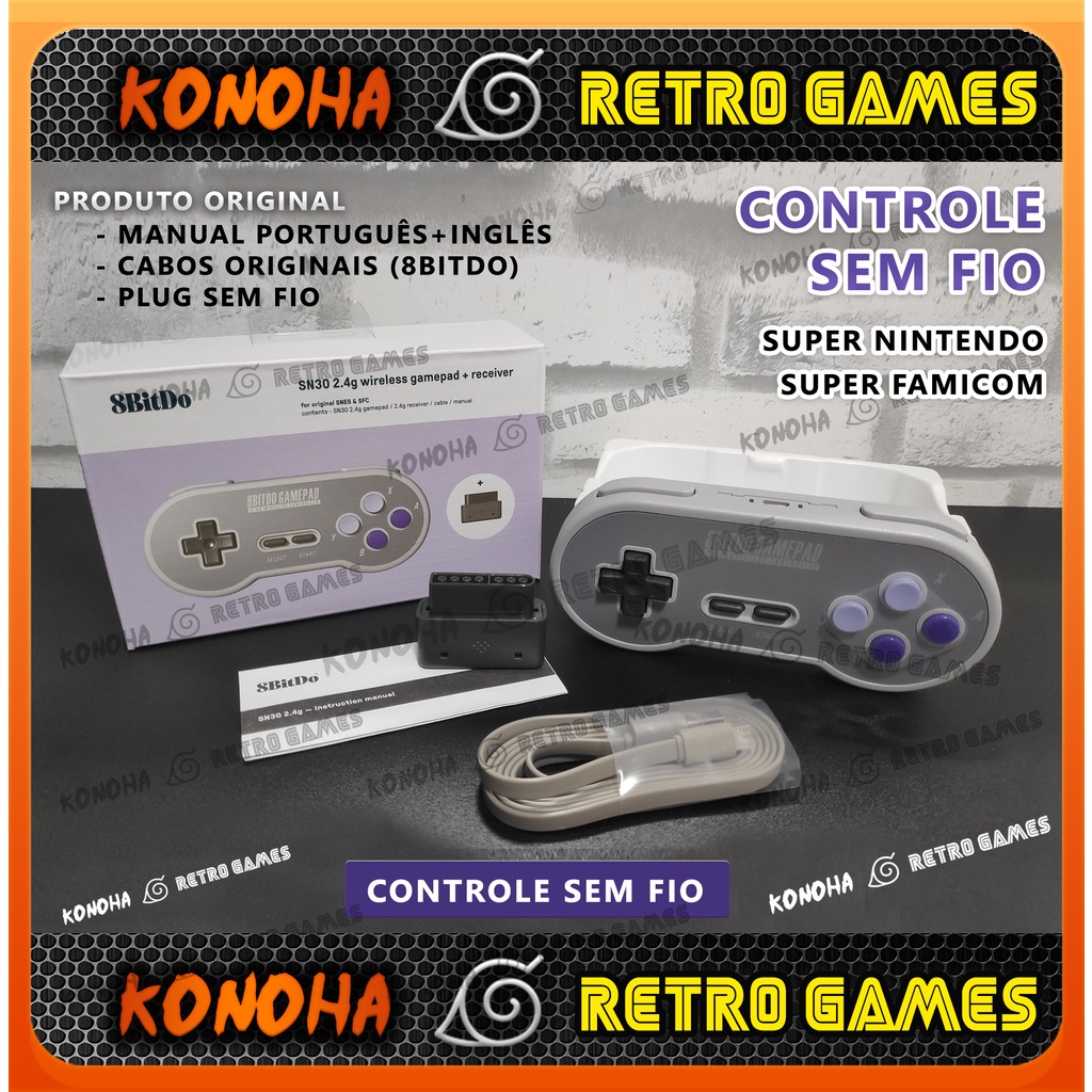 Controle 8Bitdo ORIGINAL SN30 (CONTROLE SEM FIO) Super Nintendo e Super ...