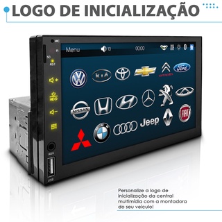 Central Multimídia Universal Mp5 Espelhamento Celular Padrão 1 e 2 Din Tela 7 polegadas Som ...