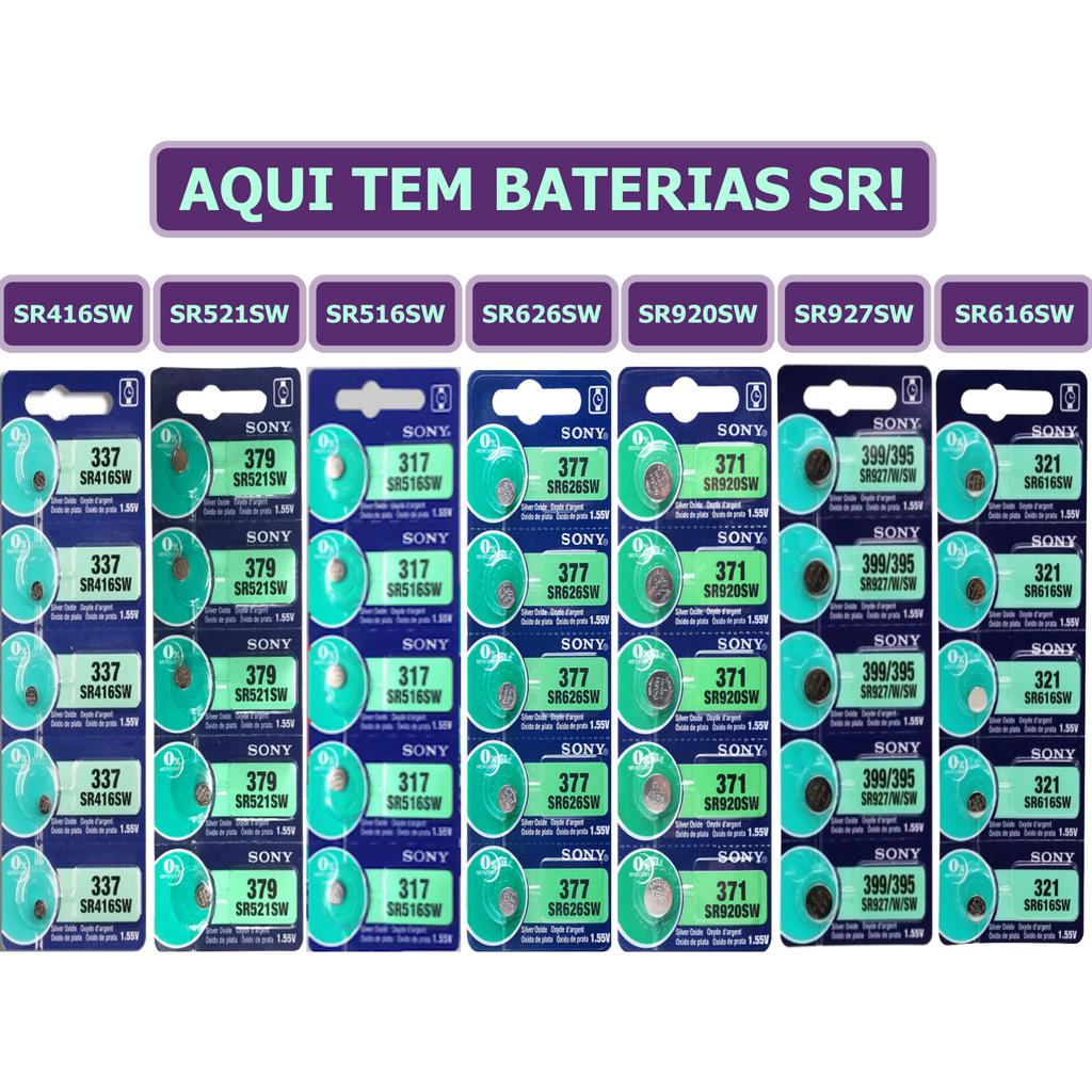 5 Bateria Pilha Botão Moeda Sr 1.55v Prata Sony 364 SR621SW 337 SR416SW ...