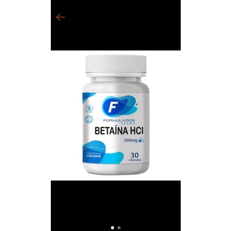 Betaina Hcl 300mg 30 capsulas | Shopee Brasil