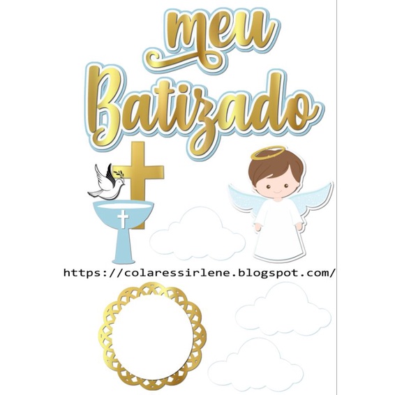 Topo Topper para bolo Meu Batizado | Shopee Brasil