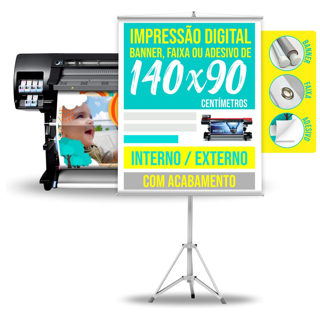 Faixa ou Banner 140 x 90 cm c/ Impressão Digital Alta Resolução em Lona ...