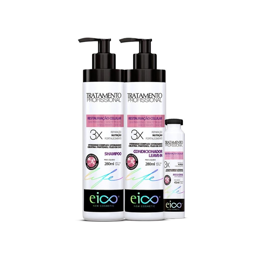 Eico kit Restauração Celular Shampoo + Condicionador + Ampola | Shopee ...