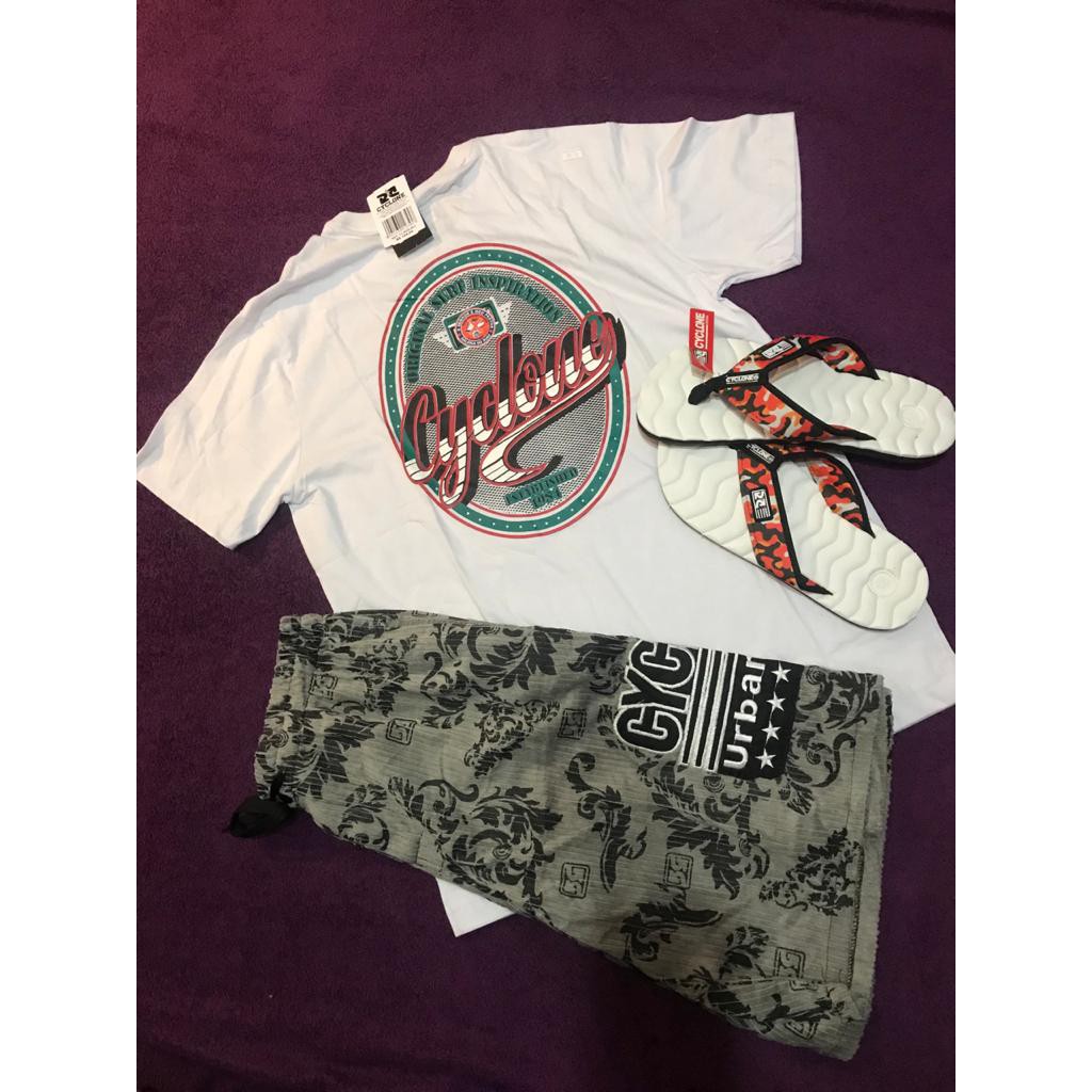Kit Cyclone (Camiseta, Bermuda e Chinelo) | Shopee Brasil
