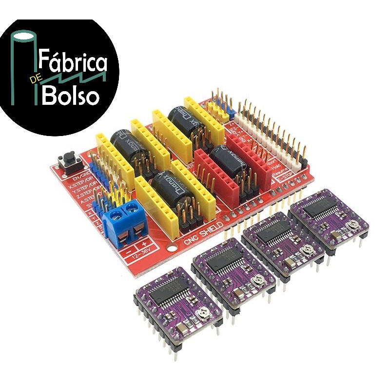 Kit Cnc Shield + Driver Drv8825 -- Eletrônica Para Cnc | Shopee Brasil