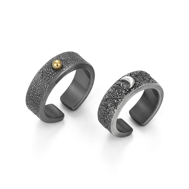 Anel Ajustável em Prata Pura 925 Legítima Original Sol e Lua Retrô | Shopee Brasil