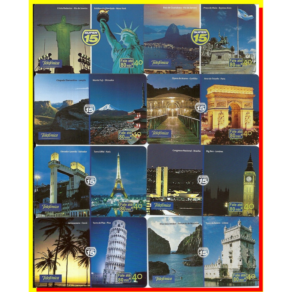Série Fechada completa TELEFONICA 15 DDD - 8 cartões da TELEFONICA ...