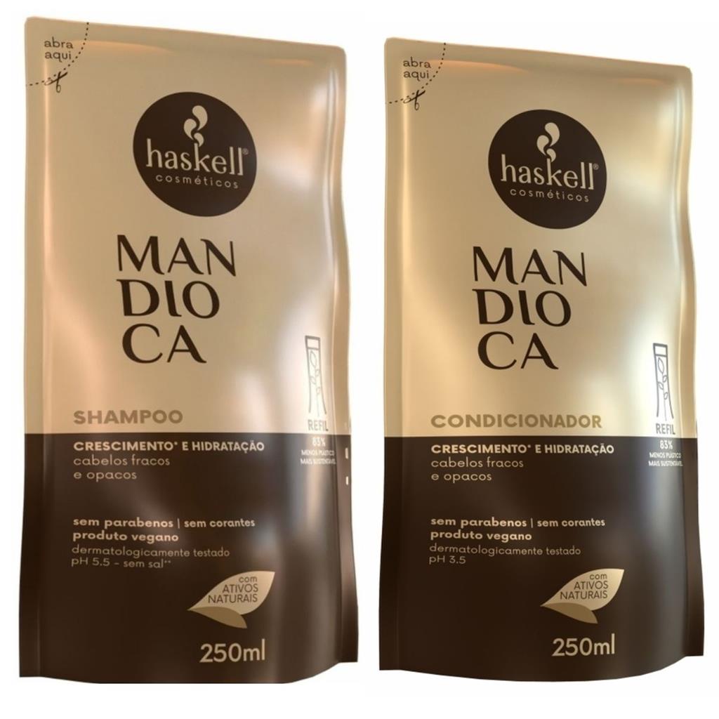Shampoo e Condicionador Mandioca Haskell 250ml Refil Veganos | Shopee Brasil