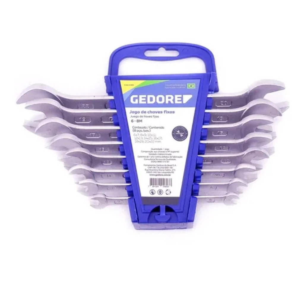 Jogo Chave Fixa 8 Peças Kit Chave de Boca 6 A 22 GEDORE Aço Cromo ...