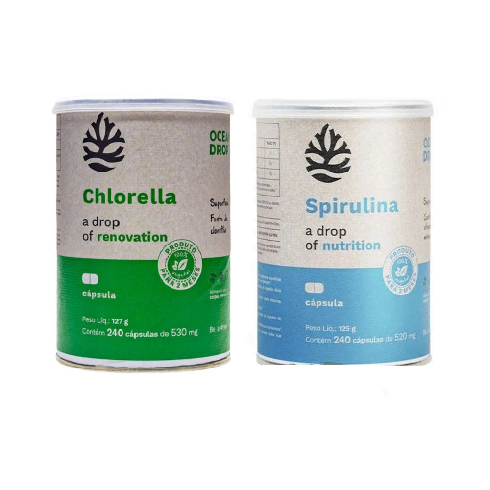 Chlorella 530mg + Spirulina 520mg 240 Cáps cada Ocean Drop | Shopee Brasil