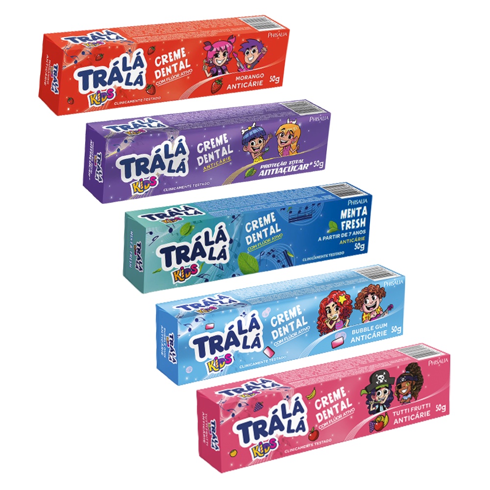 Kit Pasta de Dente Creme Dental Infantil Trá Lá Lá 5 unidades 50g ...