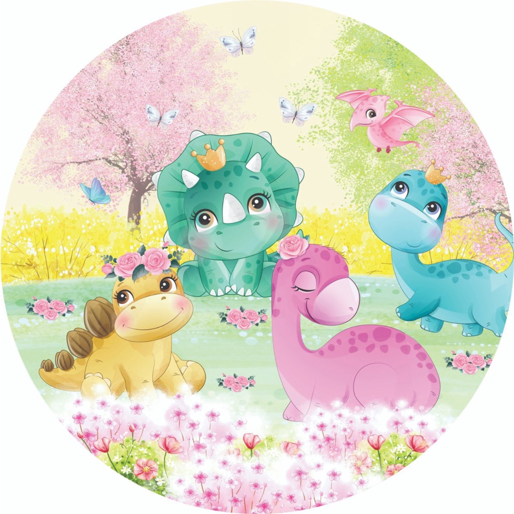 Painel Dinossauro Baby Rosa 1,00x1,00 + 5 Display de 25cm | Shopee Brasil