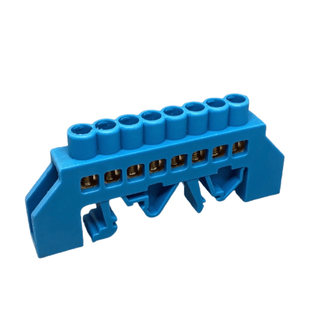 Barramento (Borneira) Neutro Ou Terra 8 Furos Fixação Trilho Din Barra ...