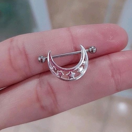 Piercing Para Mamilo,Peito Lua Prata 925 com Haste em Aço | Shopee Brasil