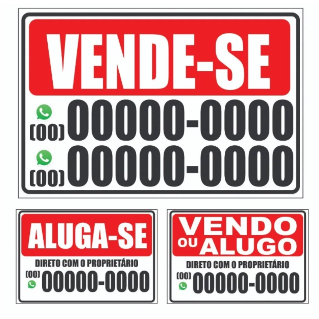 Placa Vende-se/Aluga-se | 2mm Personalizada | | Shopee Brasil