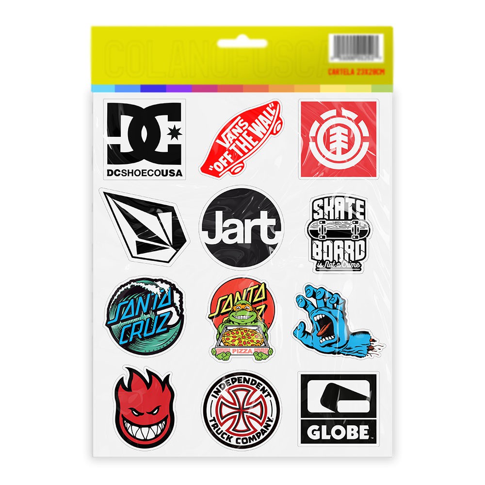 Super Cartela De Adesivos Skate Marcas Skateboard Sk1 | Shopee Brasil