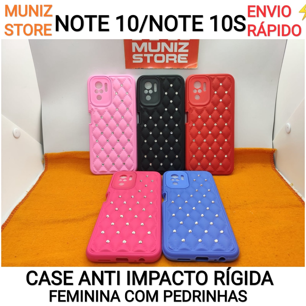 Capa Capinha Case Redmi Note 10/Note 10S Anti Impacto - Rígida Feminina - Com Pedrinhas ...