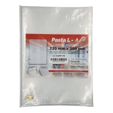 Pasta L Transparente A4 Para Guardar Papeis - Pacote 10 Und. | Shopee ...