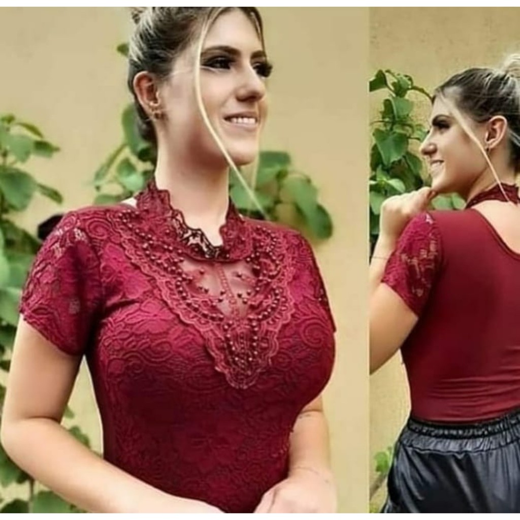 Bory Body de renda feminino com perolas elegante | Shopee Brasil