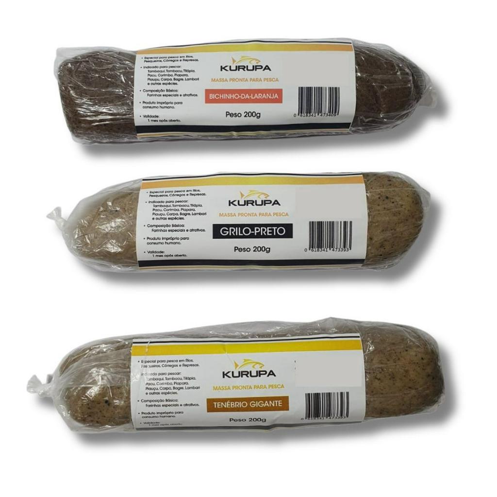 Kit 03 Massas Prontas de Pesca Kurupa - Sabor: Bichinho-da-Laranja ...