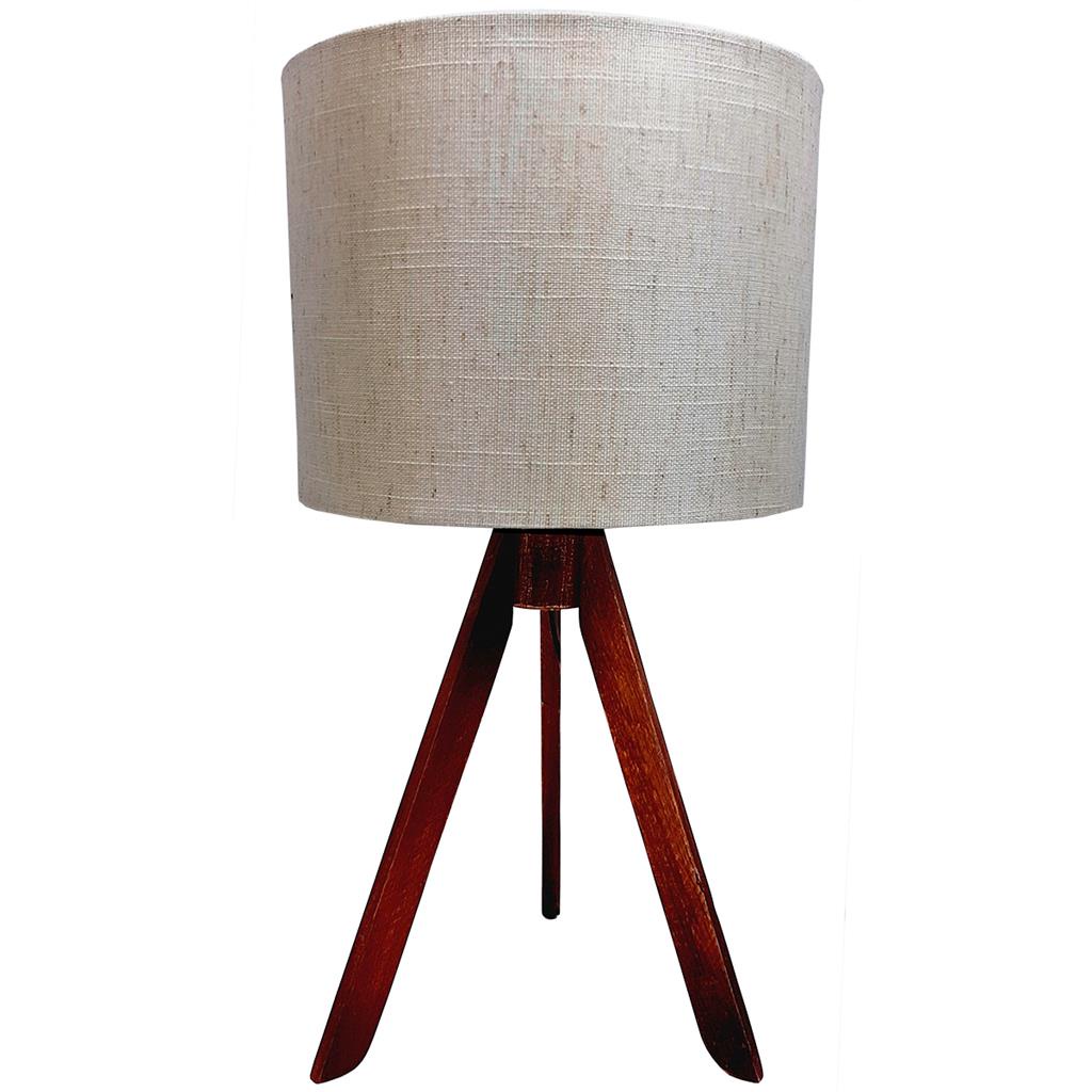 Abajur De Madeira Rustico Tripe Luminaria De Mesa Bivolt | Shopee Brasil