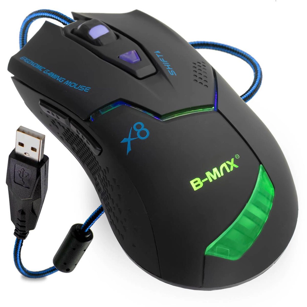 Mouse Gamer Profissional B-Max X8 Gaming (Preto) 6D / 3200DPI | Shopee Brasil