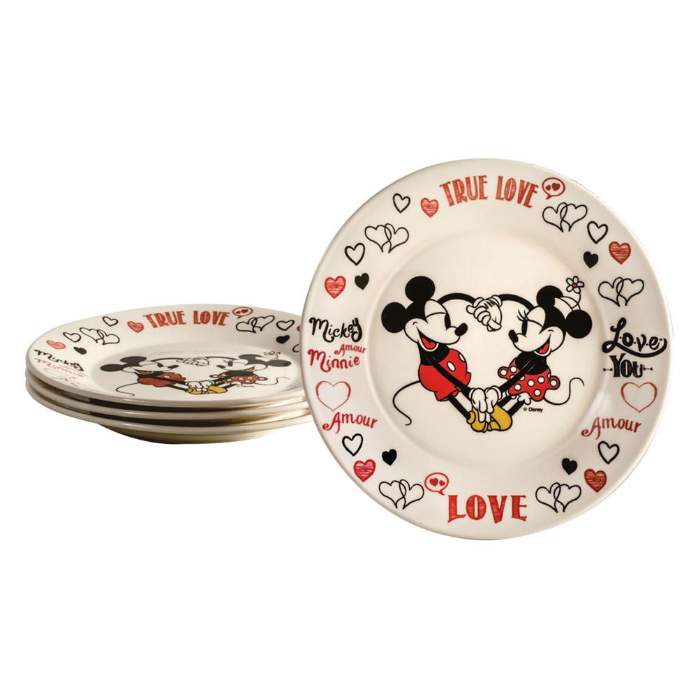 Kit 4 pratos do mickey e minnie em ceramica | Shopee Brasil