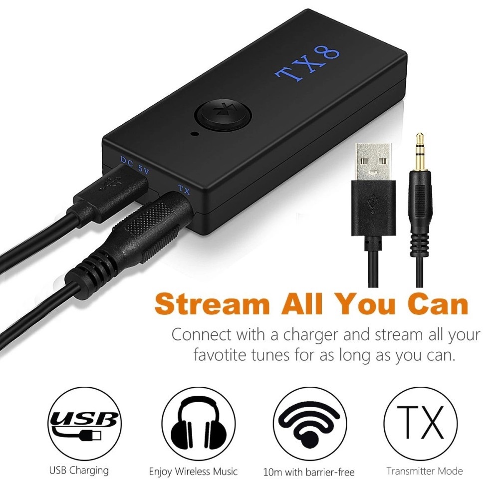 Adaptador estéreo de áudio e música de 3,5 mm BLS-TX8 Bluetooth 3.0 para TV pc mp Preto | Shopee ...