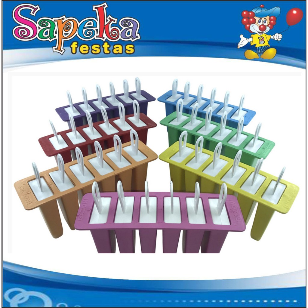 Forma de Picolé Padrão Picoleteira Profissional Com Guia e Palito 6 ...