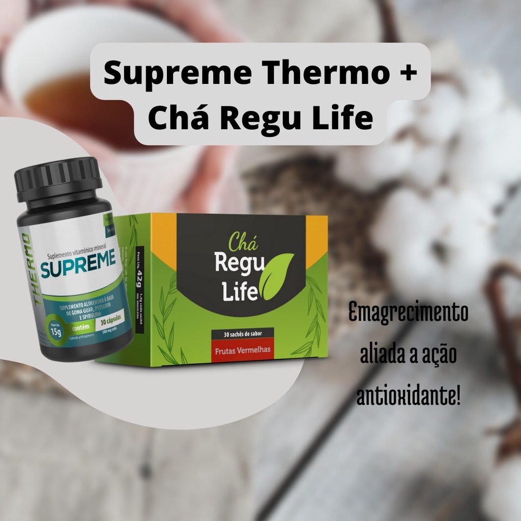 Combo Emagrecedor Supreme Thermo + Chá Frutas Vermelhas 30 Sachês 100% ...