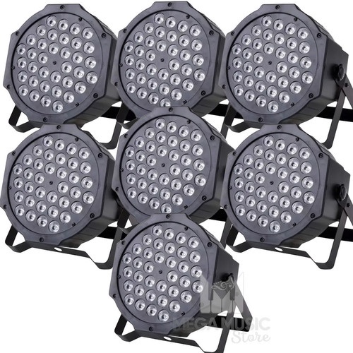 Kit 7 Canhao De Led Refletor Par 64 Rgbw 36 Leds Dmx Strobo Slim ...