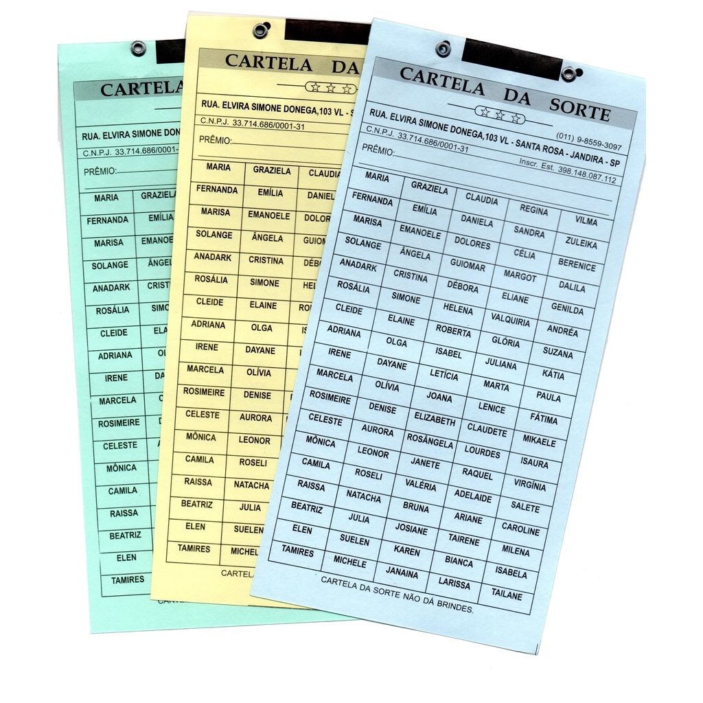Cartela de RIFA com 200 Nomes Cartela da Sorte | Shopee Brasil