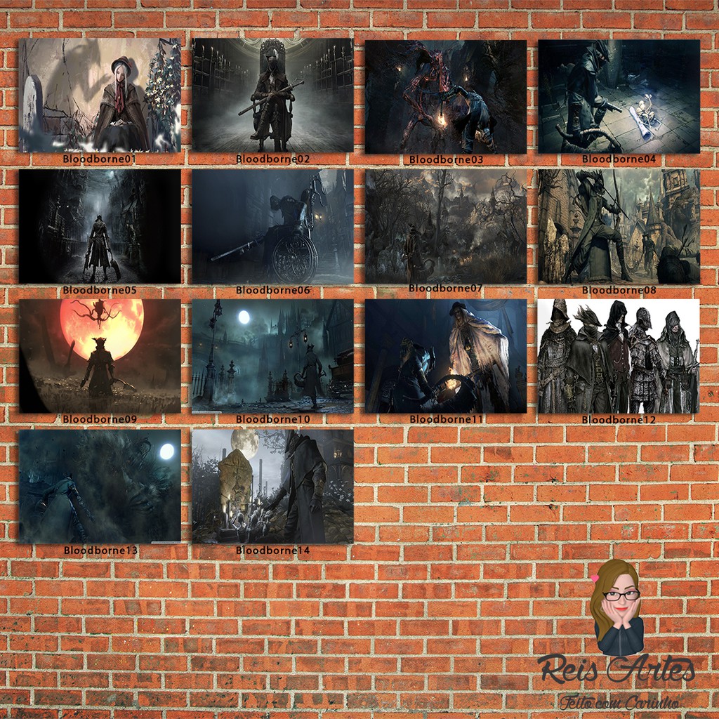 Placas Games Bloodborne - Medida 19cm x 28cm cada - Quadro Decorativo ...