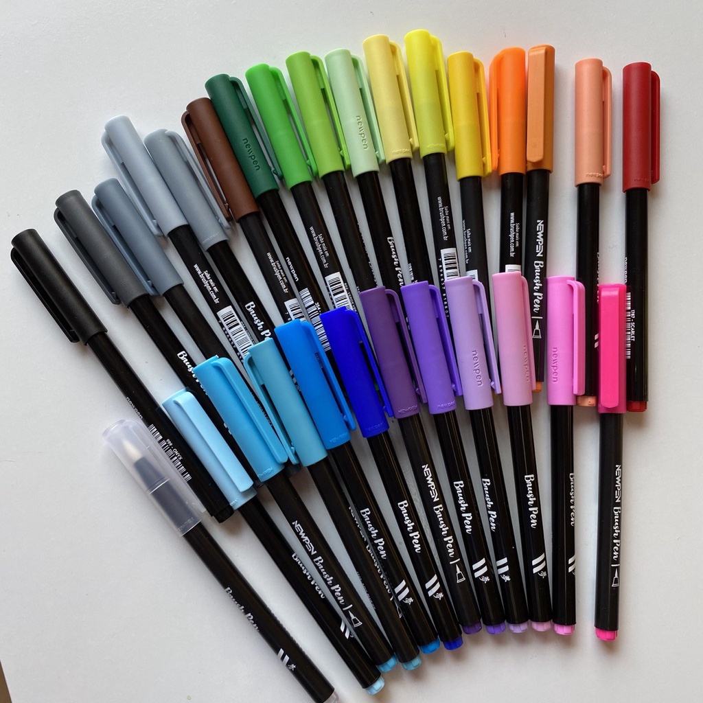 Brush Pen NewPen - 1 unidade | Cores Pastel, Neon, Básicas, Blender ...