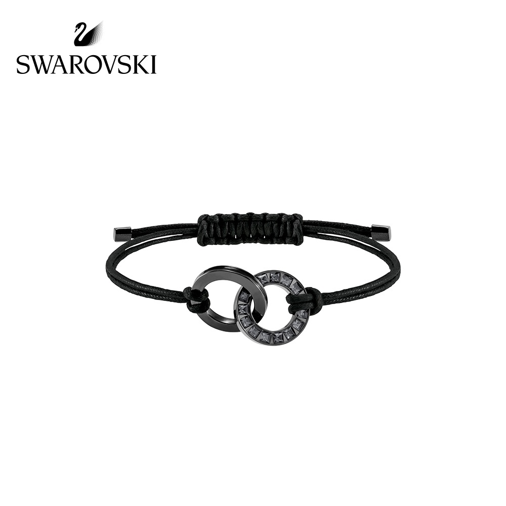 Pulseira De Cristal ALTO Black Carbon Texture Double Ring Shape ...
