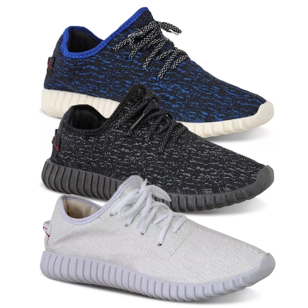 kit Tênis masculino esportivo leve caminhada 3 pares azul-preto-branco ...