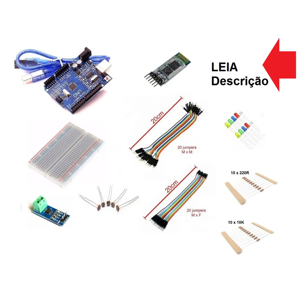 Kit #2 Pra Arduino Smd Hc05 Luan: Led UNO SMD Cabo USB + Bluetooth HC05 ...