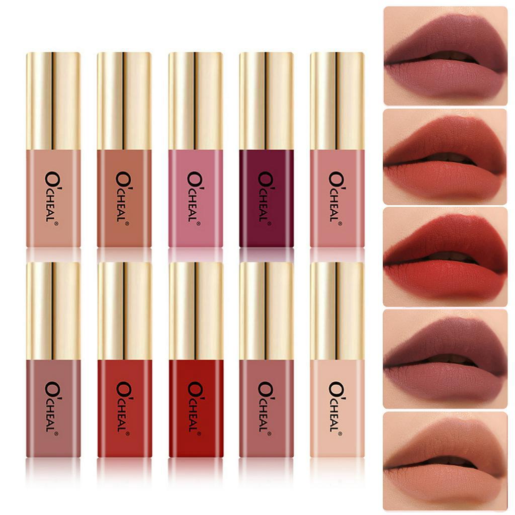 Mini 10 Cores Lama Labial Glaze Lip Glaze Velvet Matte Desenvolvimento ...