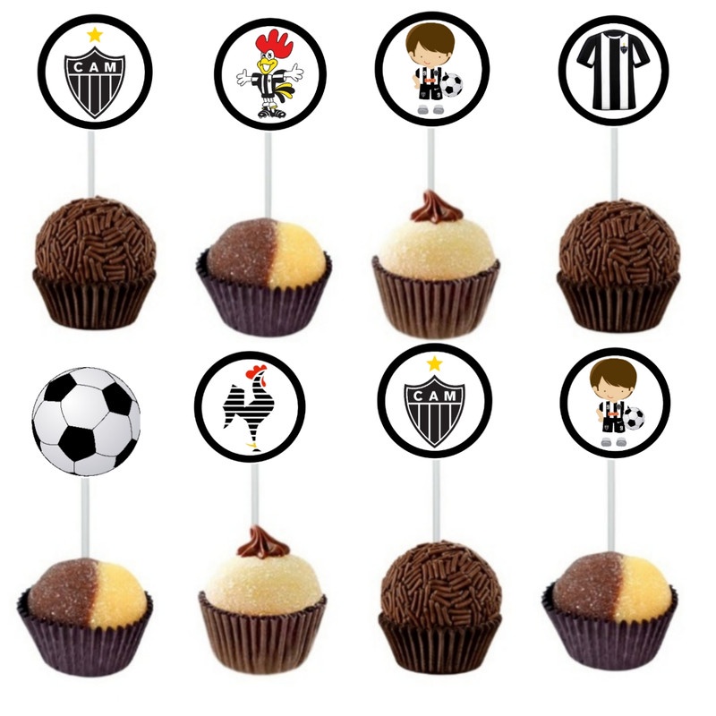 30 mini topper Atlético Mineiro para docinhos, cupcake e doces geral ...