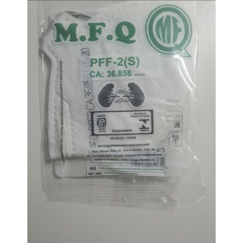 Kit 5 Respirador Facial PFF2 sem válvula M.F.Q c/ Selo Inmetro ...