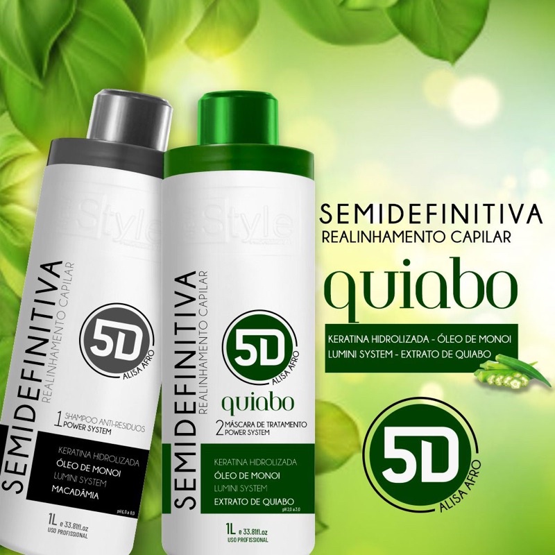 Semi Definitiva 5D Quiabo Efeito Fioterapia Liso Arrasador Alisa Afro ...
