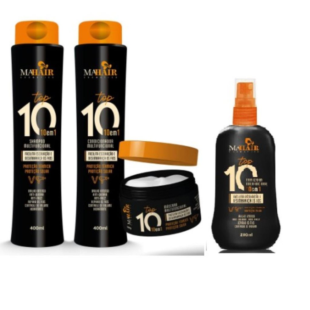 Kit Capilar Top 10 Mahair 4 produtos (Shampoo, Condicionador, Máscara e ...