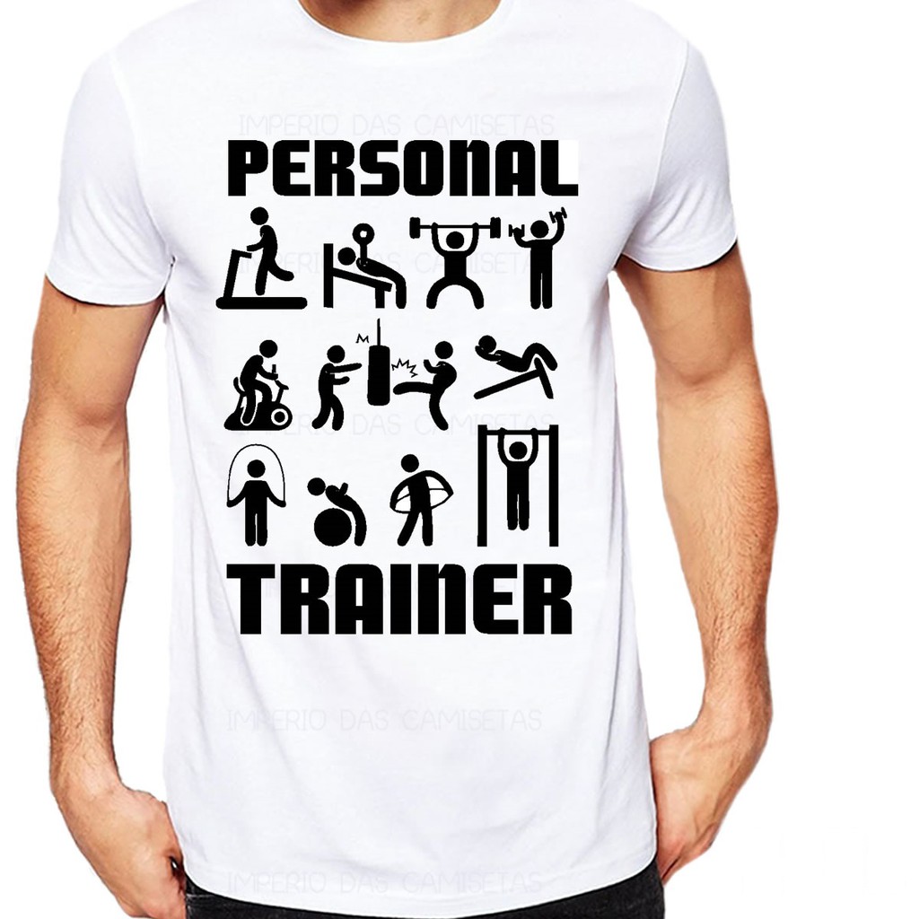 Camiseta Branca Academia Personal Trainer Ref 2509 | Shopee Brasil