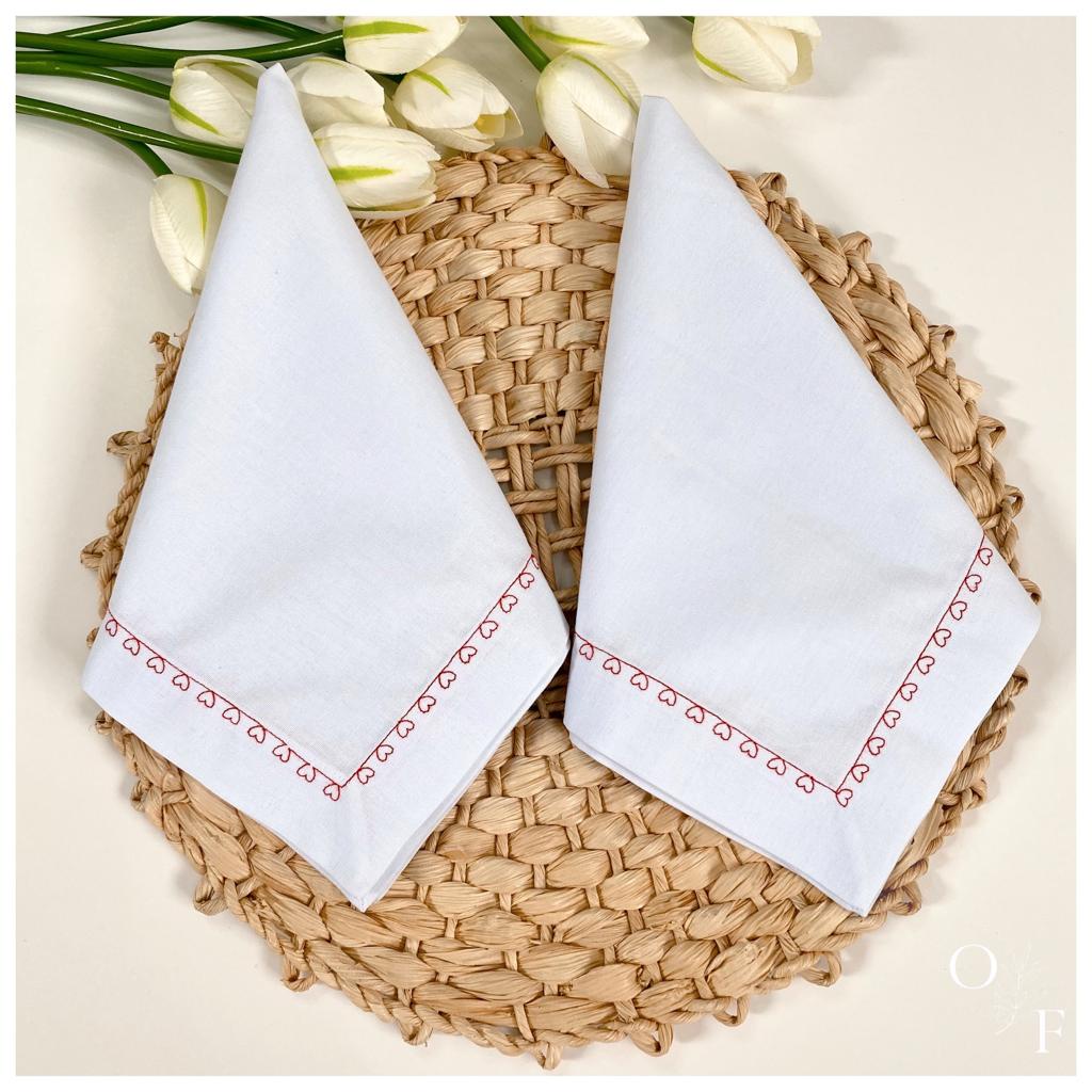Guardanapo de Mesa Posta Branco - Costura Decorativa Coração | Shopee ...