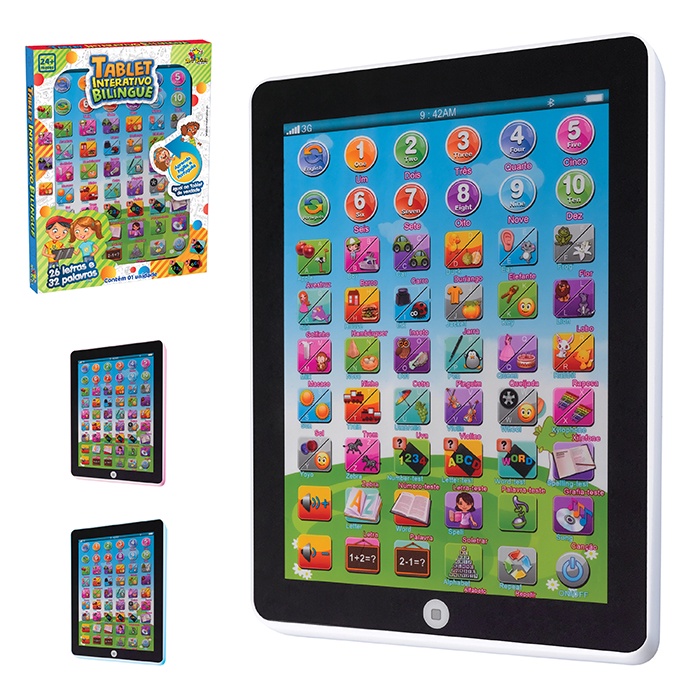 Tablet Interativo Bilingue 3 Musical Infantil Numero Soletrar Repetir ...
