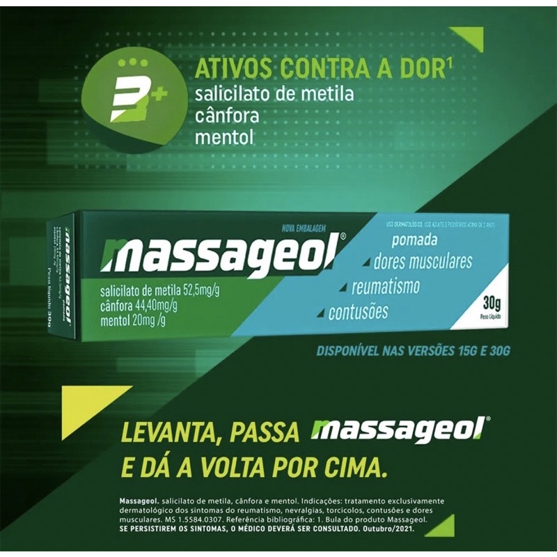Massageol Tb 30g pomada ( Dores musculares / Reumatismo / Contusões ...