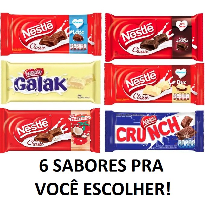 Barra de Chocolate Nestle - Classic Ao leite / Meio amargo / Prestígio / Crunch / Galak / Duo ...