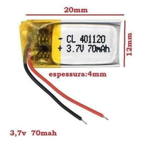 2 Unidades Bateria 70 Mah 3,7v 4mm X 12mm X 20mm | Shopee Brasil