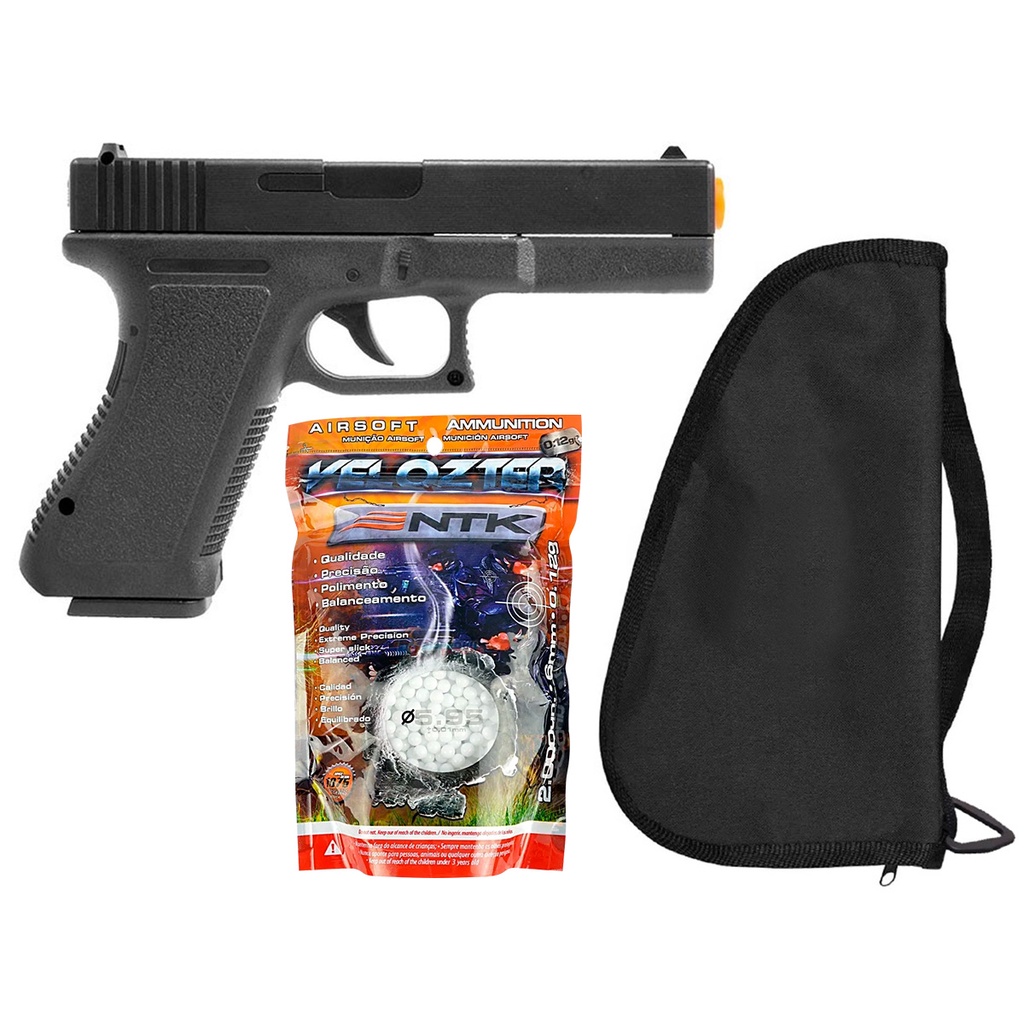 Pistola de Airsoft Spring Glock 6mm Vigor V307 Com Capa e 2000 BBs 0 ...